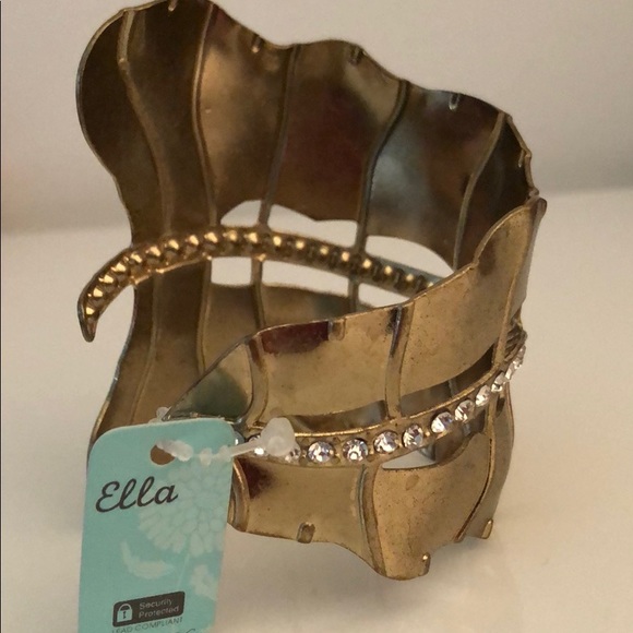 Ella | Jewelry | Gorgeous Bronze Gold Rhinestone Cuff Bracelet | Poshmark